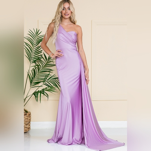 387 | Dresses | Copy Lilacbluepink One Shoulder Formal Evening ...